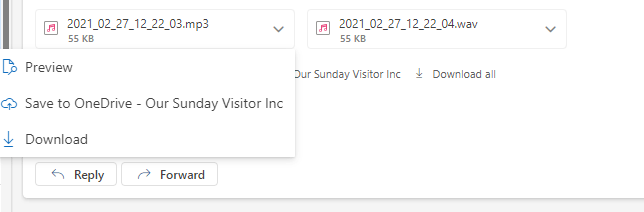 How do I preview a wav file in the new outlook without having to ...