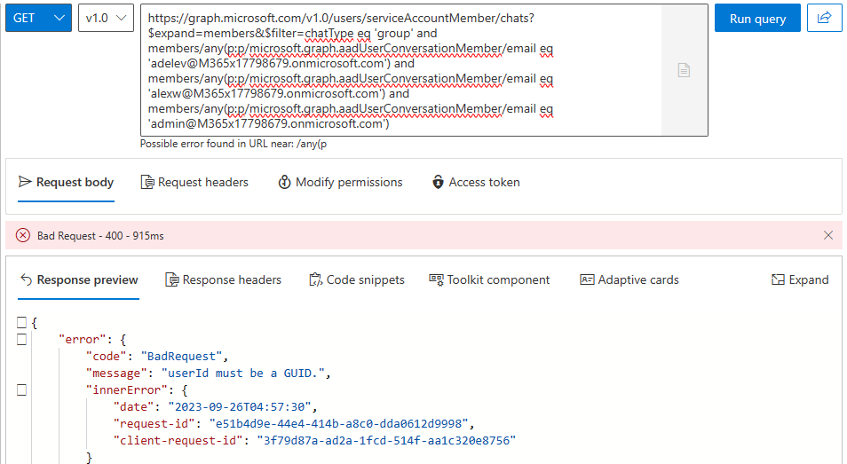 Inconsistent results when filtering members from a Teams Group chat using Graph API - Microsoft Q&A