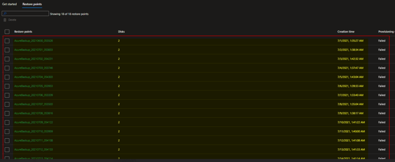 Restore point collection deletion and its overall impact - Microsoft Q&A