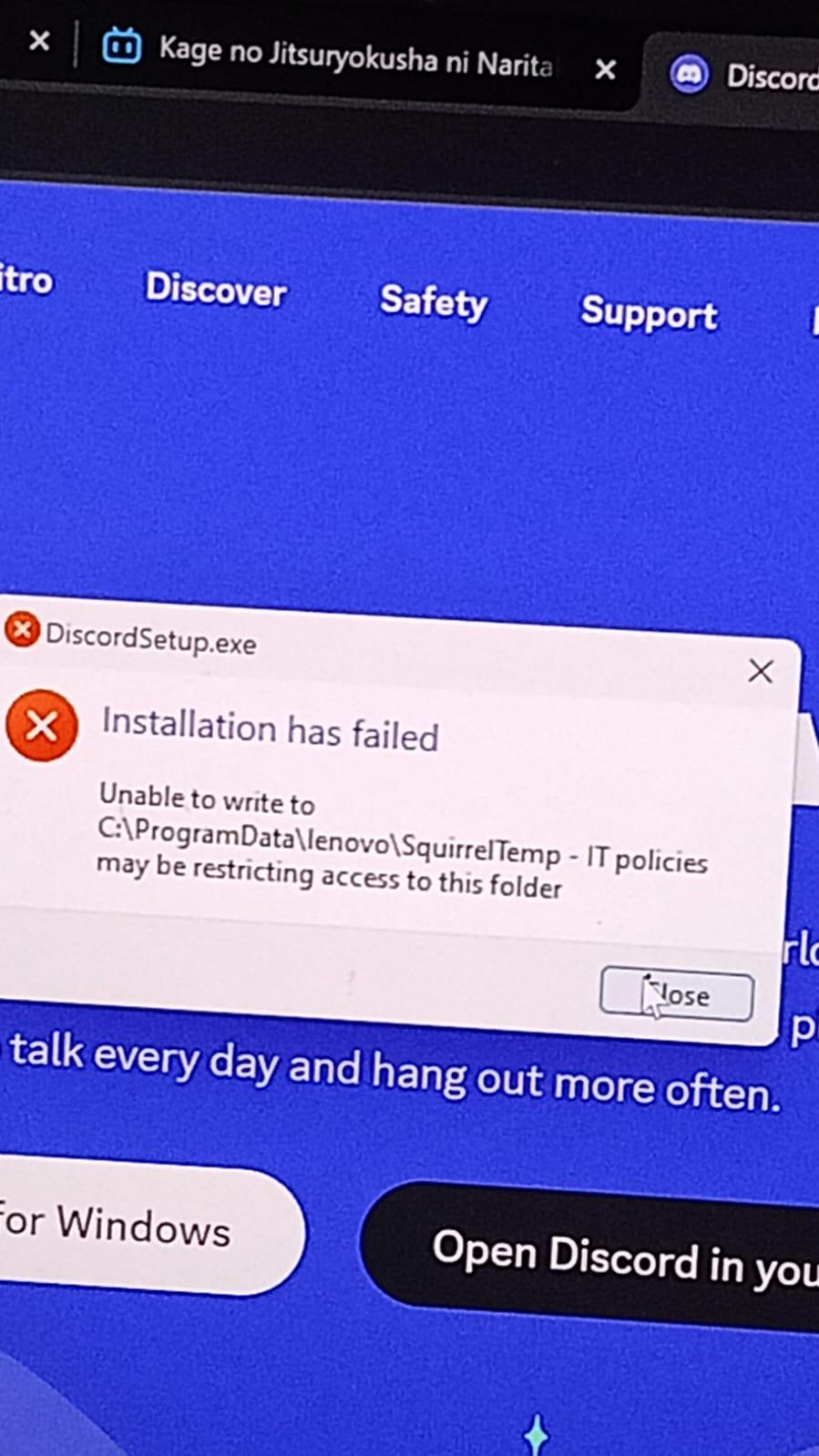 Can't install discord - Microsoft Q&A