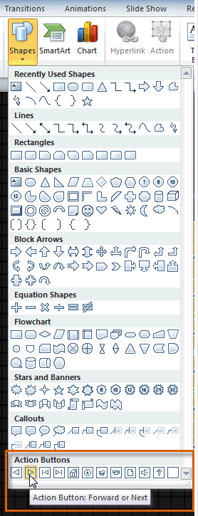 Word 2010 - Missing "Action Buttons" shapes - Microsoft Q&A