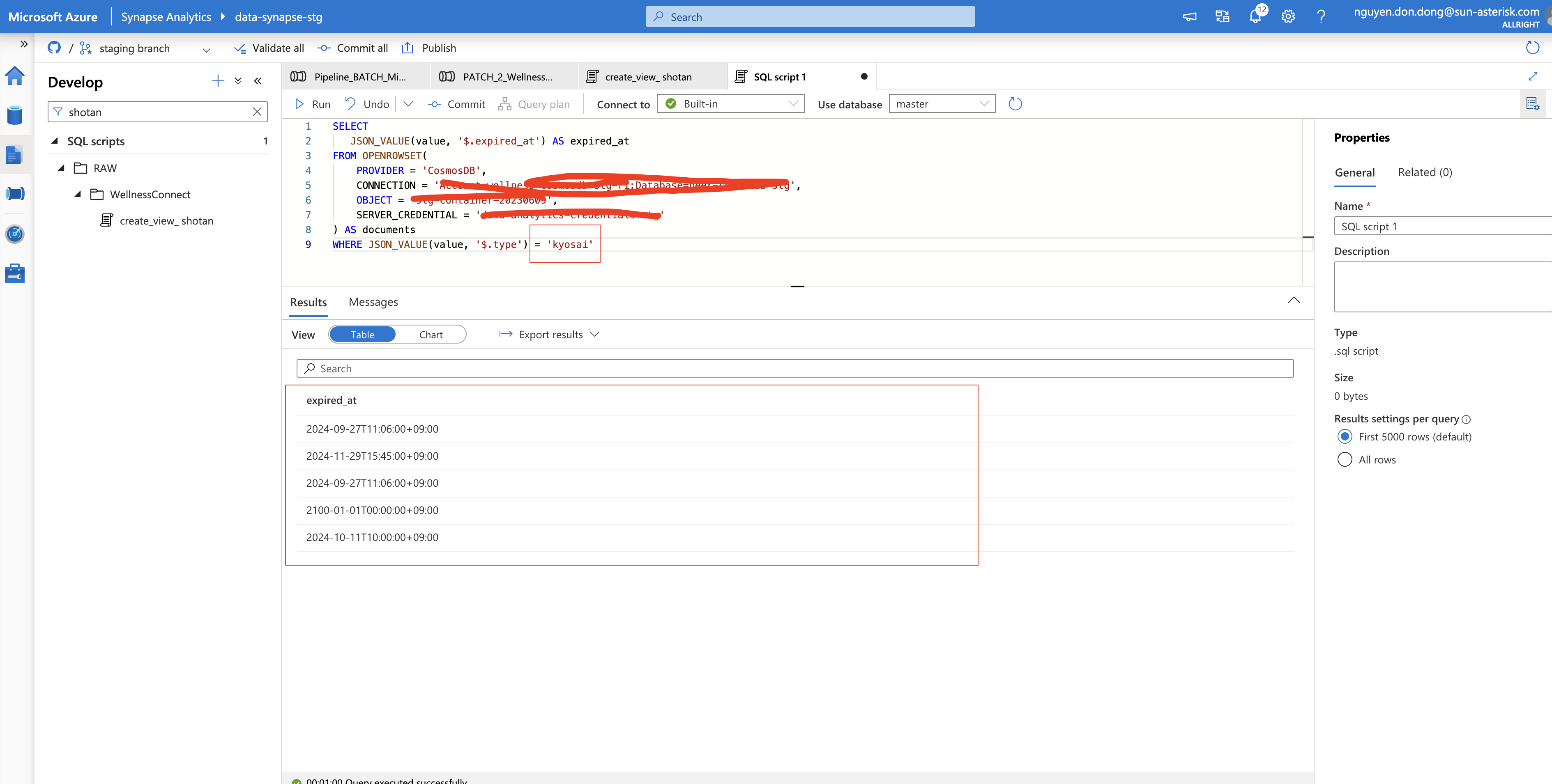 Cosmos DB Analytical Store not reflecting specific field (expired_at ...