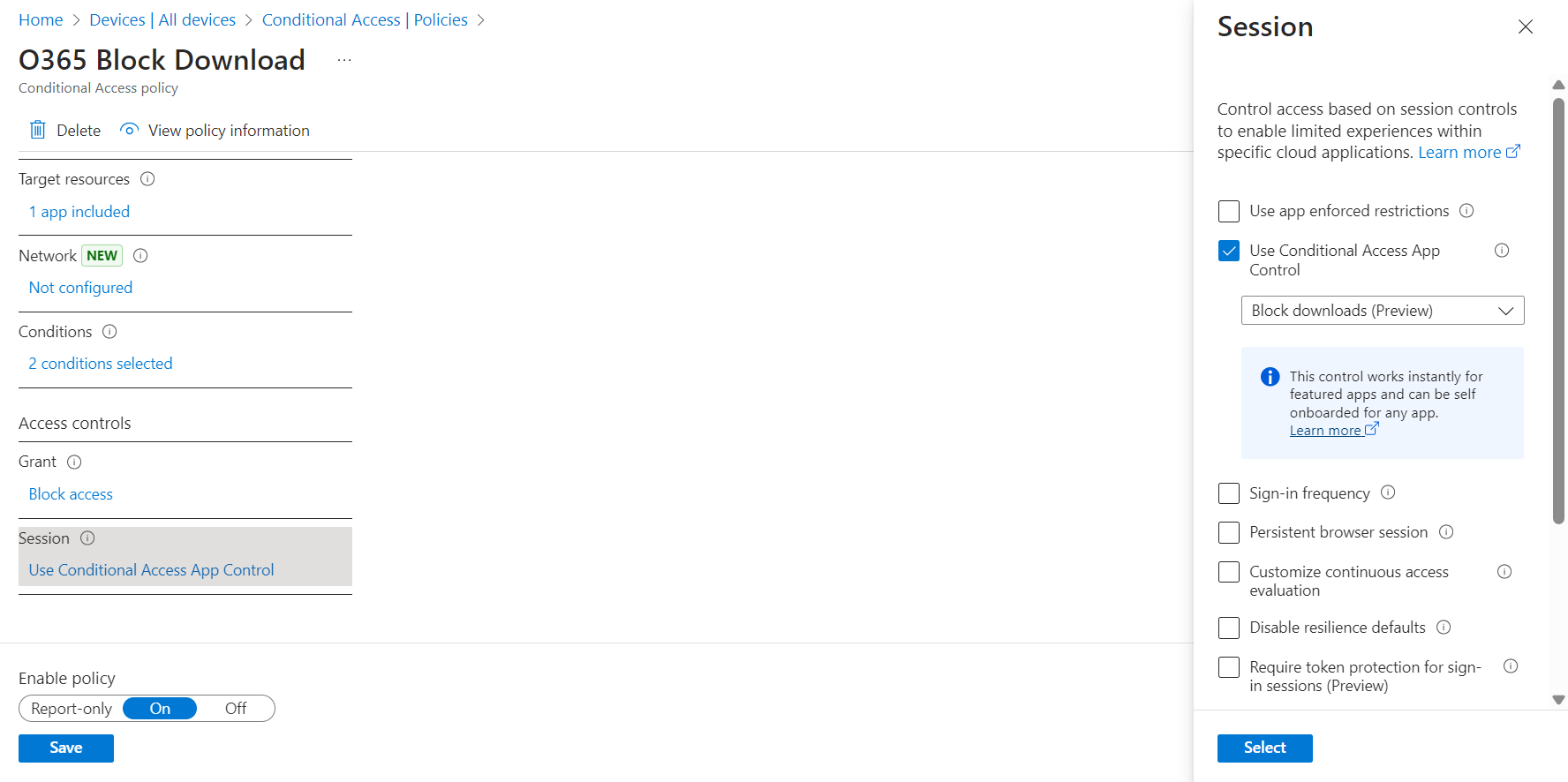 Block Download is not working when configured on Conditional Access - Microsoft Q&A
