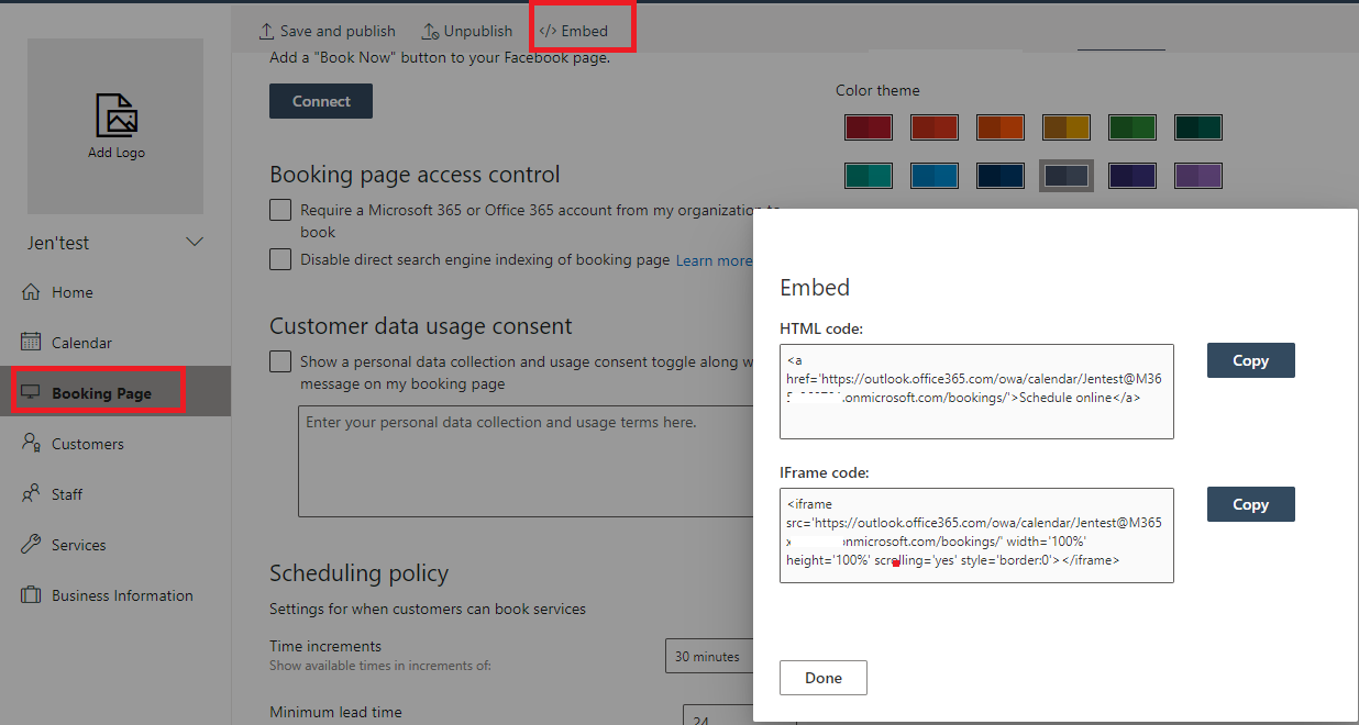 Embed Microsoft Bookings - Microsoft Q&A