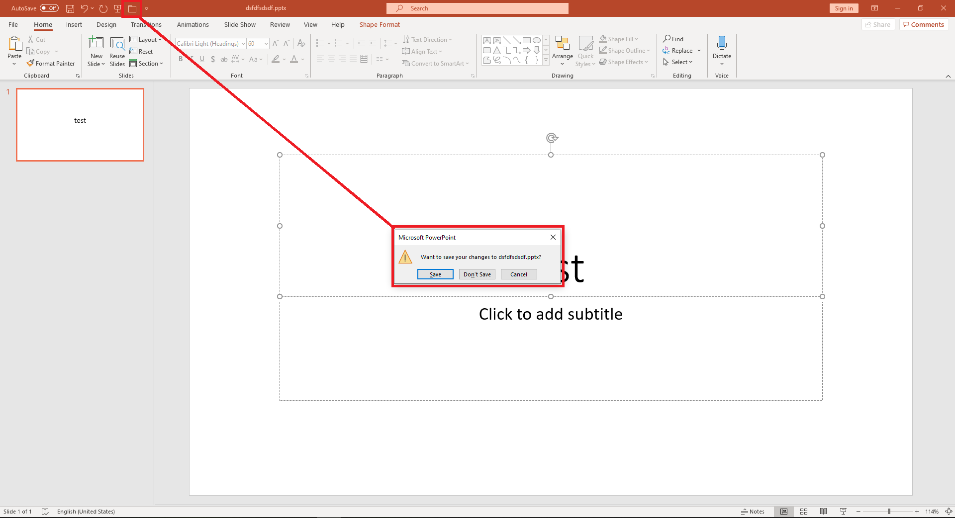 PowerPoint Quick Access Toolbar "Close" button is Saving and then ...