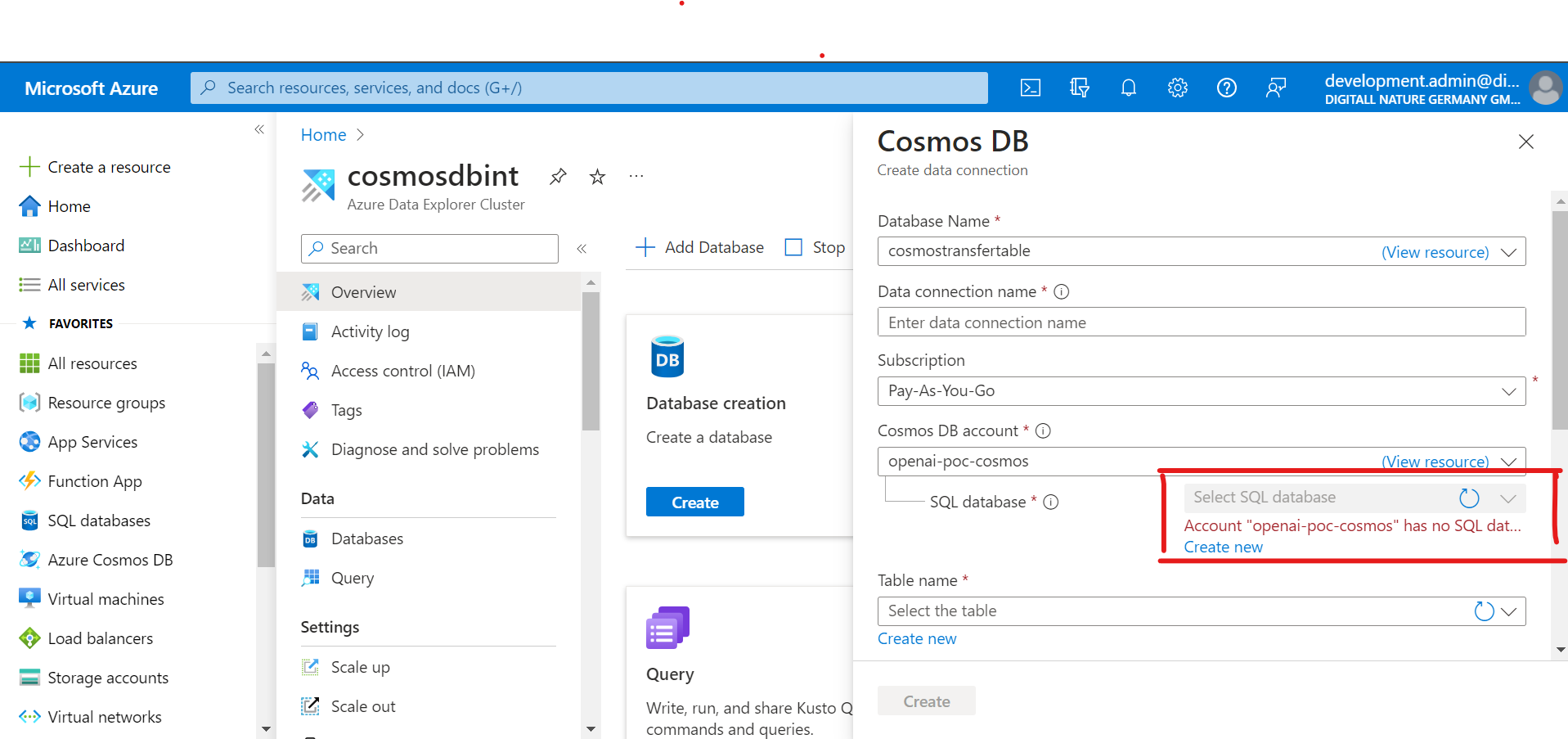 Can't find CosmosDB in ADX - Microsoft Q&A