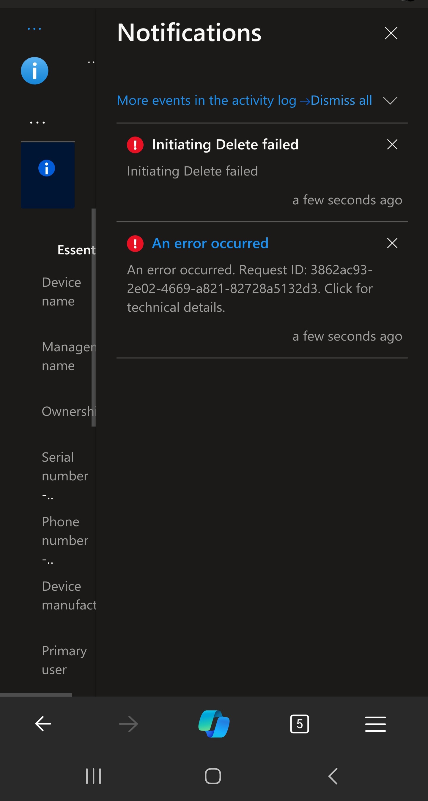 Intune Device deletion failed - Microsoft Q&A