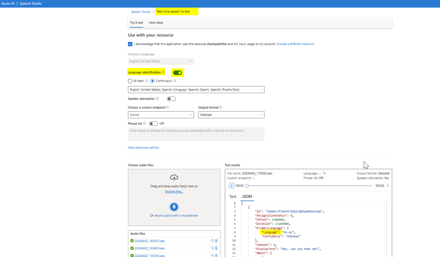 How to get spoken Language in audio file with Azure Speech sdk in C# ...