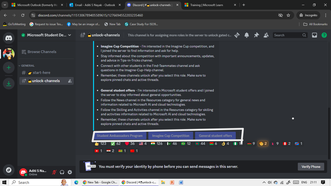 I am unable to unlock channels and assign a student role for myself in ...
