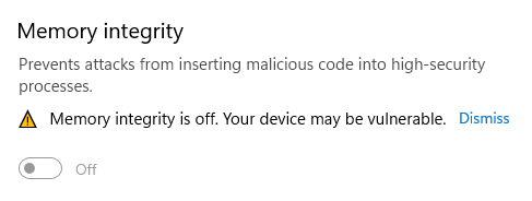 Memory integrity ? - Microsoft Q&A