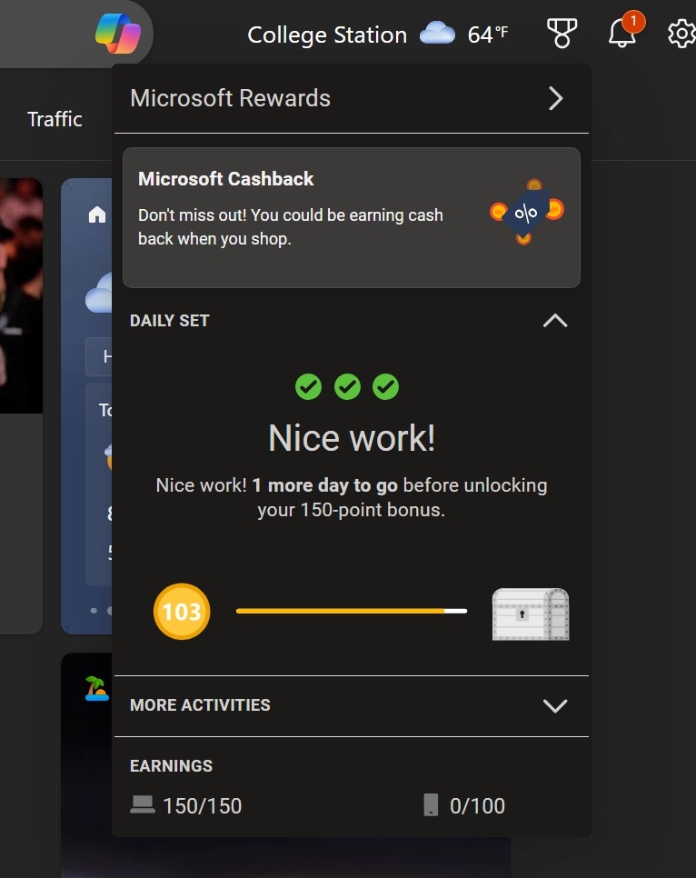 Why is Microsoft Rewards icon not appearing in Microsoft Edge home page ...