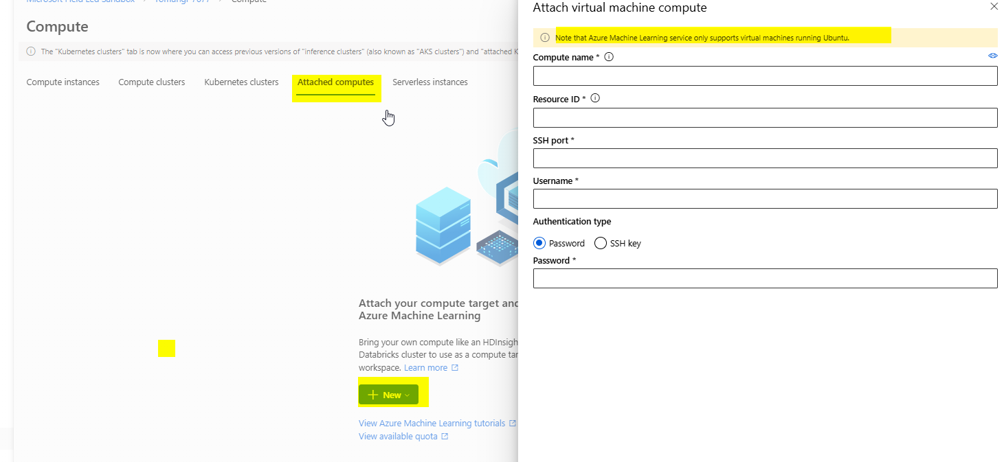 how to fix attach compute virtual machine (azure arc machine) into azure machine learning ...