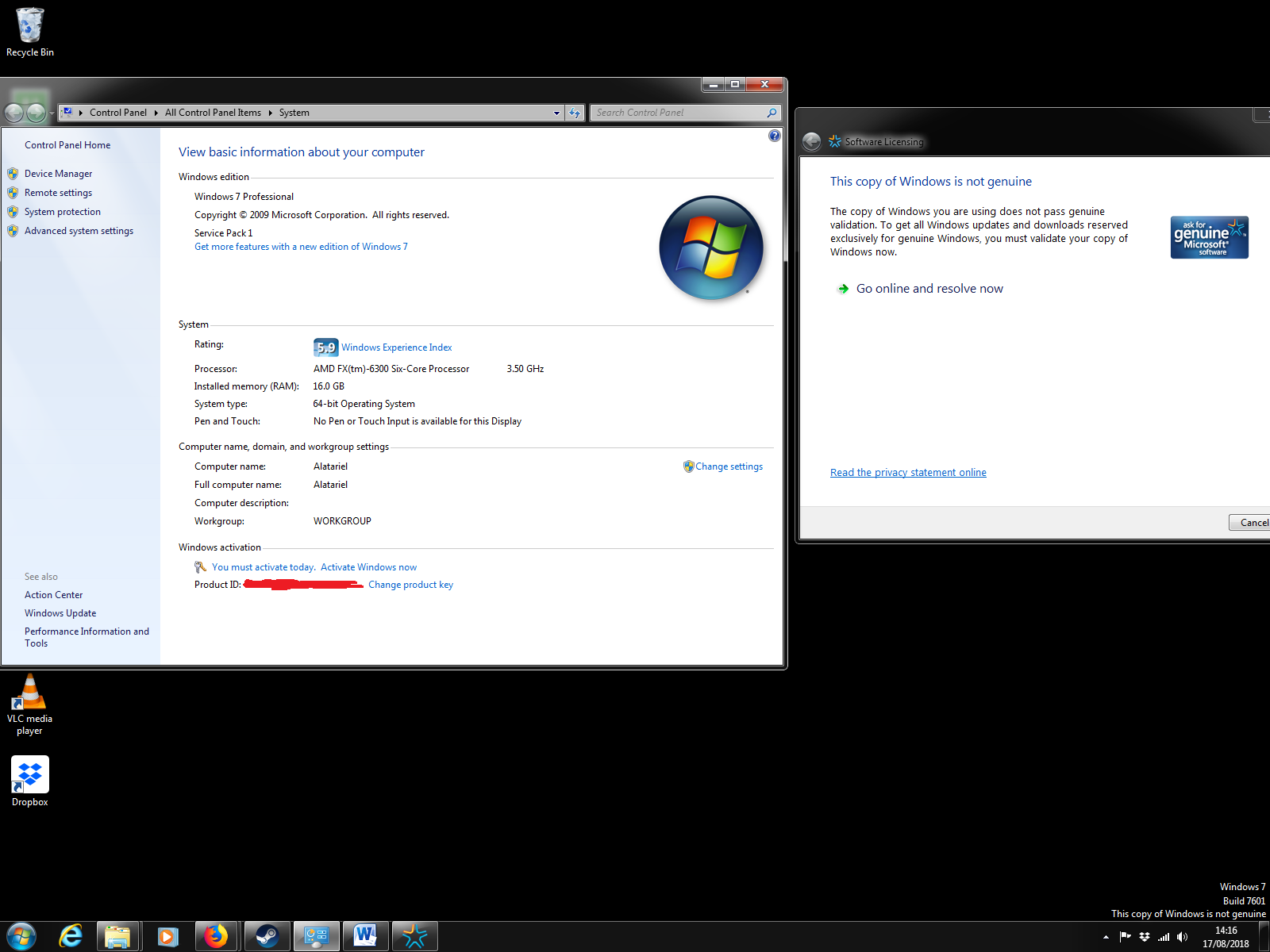 Windows 7 thinks it's counterfeit, but the resolution link doesn't work ...