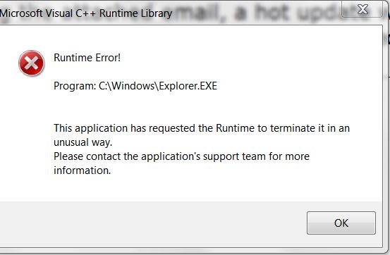 Microsoft Visual C++ Runtime Library Runtime Error! C:\windows\explorer ...
