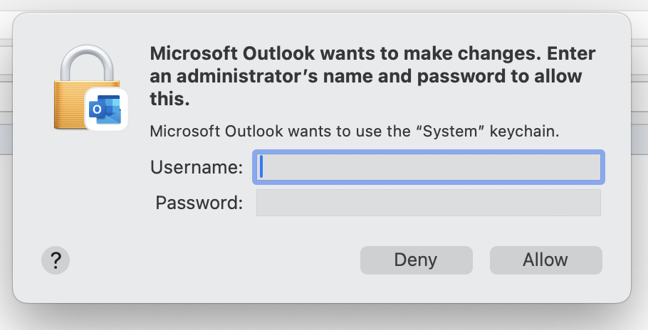 Outlook for Mac login prompt when signing e-mail with personal ...