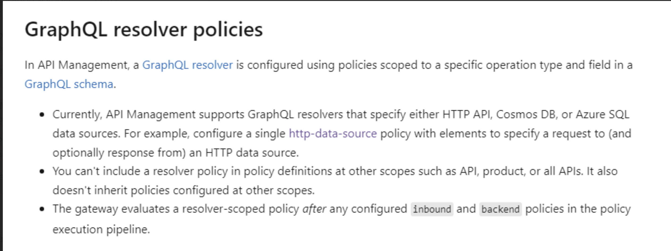 What are the Policies available for GraphQL API in Azure API management? - Microsoft Q&A