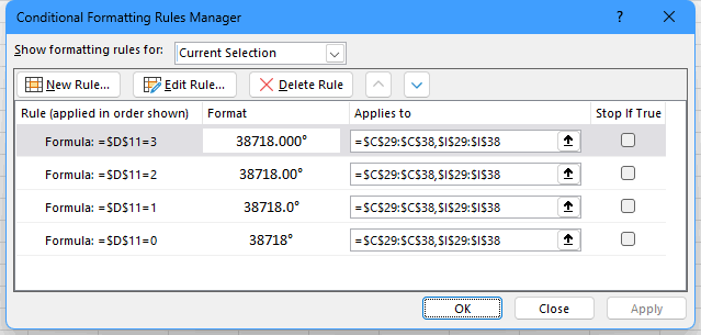 How do I adjust the number of decimals shown in a cell, based on a ...