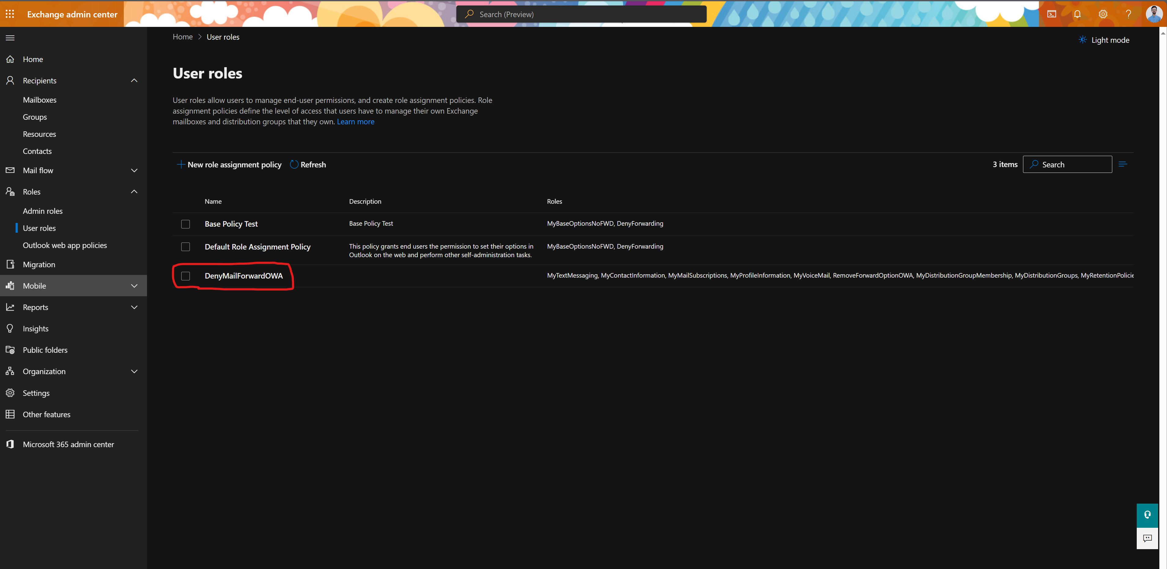 How can I assign User Role Policy (Role Assignment Policy) to a Mail-enabled security group ...