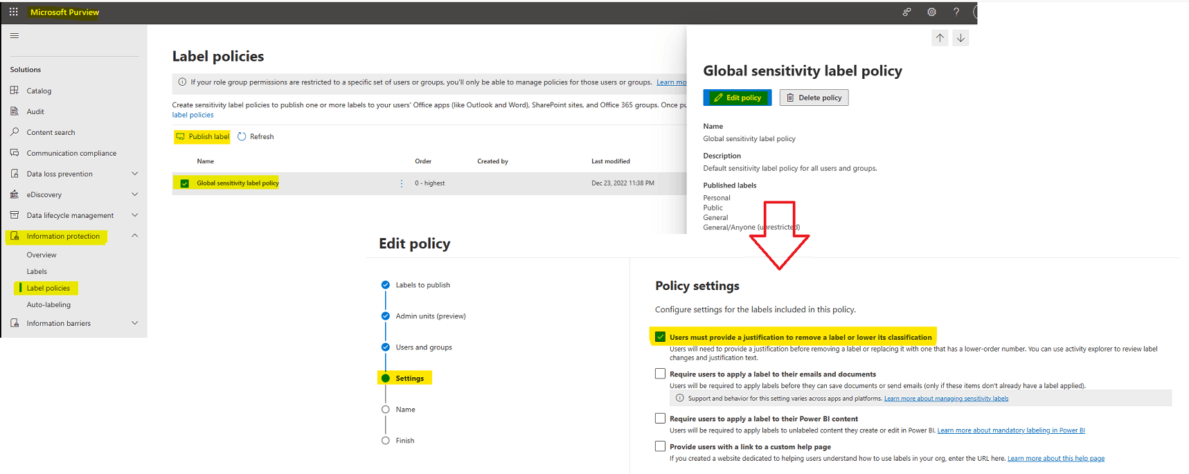 Require a written explanation on sensitivity label - Microsoft Q&A