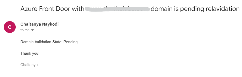 Automating Alerts For Azure Front Door Custom Domains Apex In Pending Revalidation State