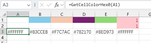 In a Excel sheet what is the formula to get the color (#xxxxxx) of a ...
