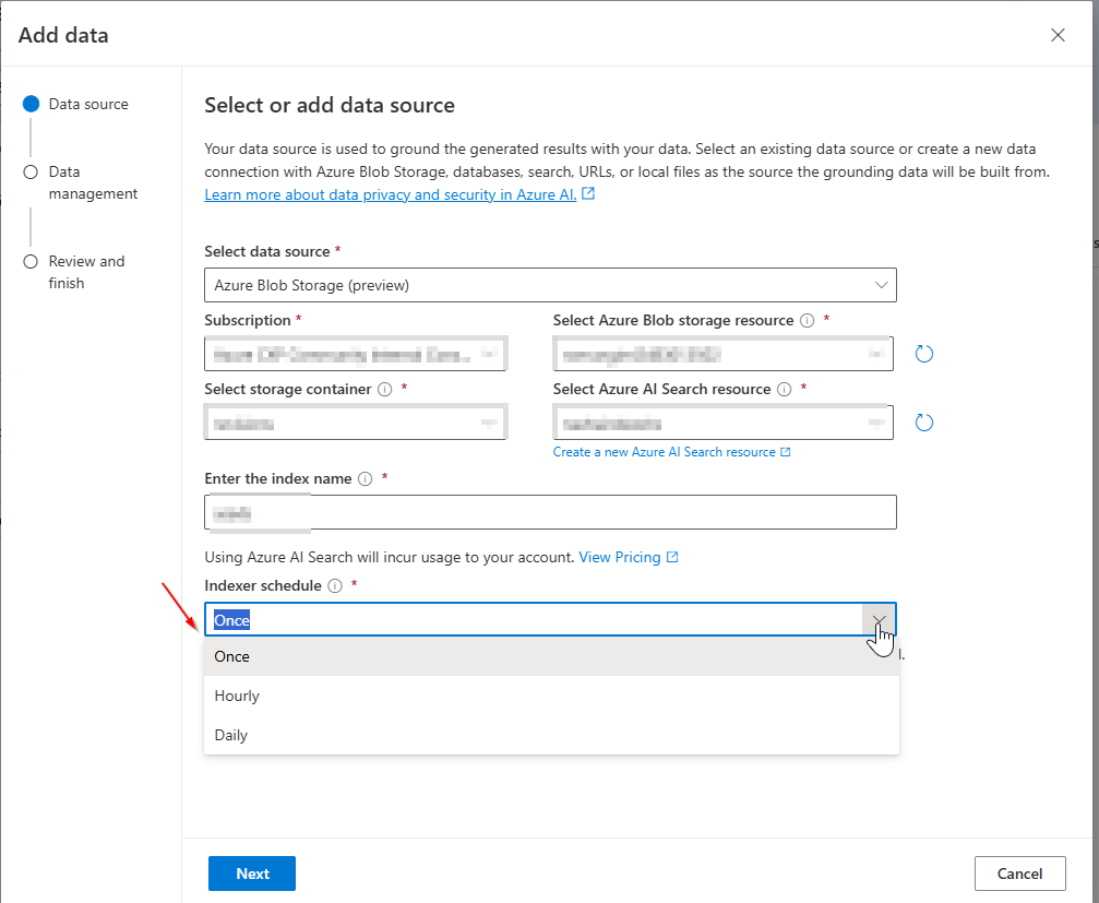 Issue with Automatic Index Update in Azure OpenAI Studio Using BLOB Storage - Microsoft Q&A