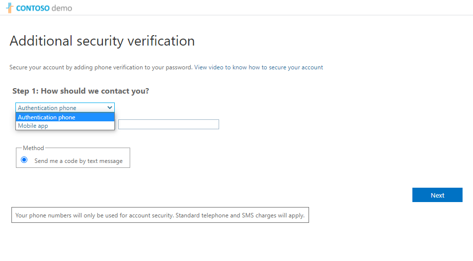 MFA - no "I want to set up a different method" option during first user ...