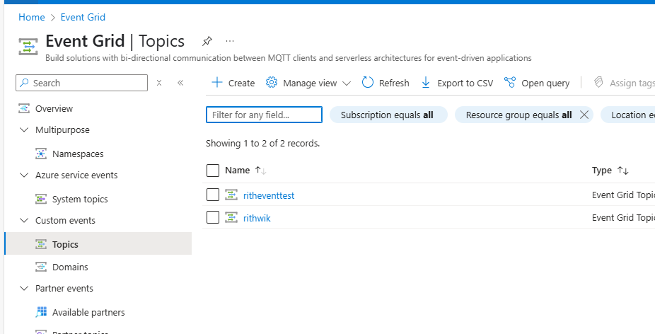 Cannot locate Event Grid Topic resource, despite having working ...