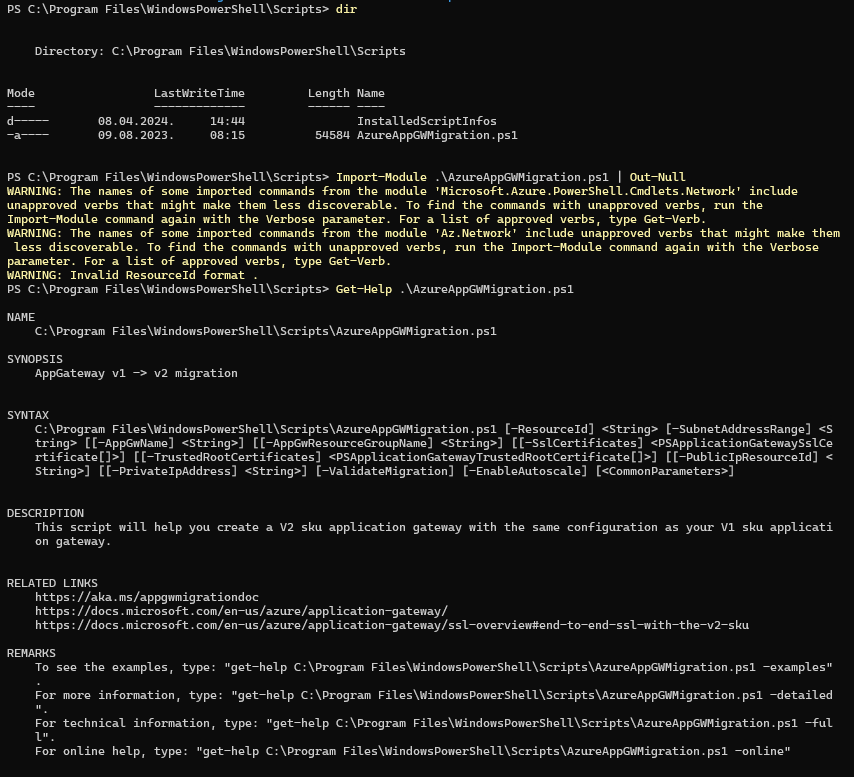 Migrate Application Gateway V1 to V2 through script - receiving error - Microsoft Q&A