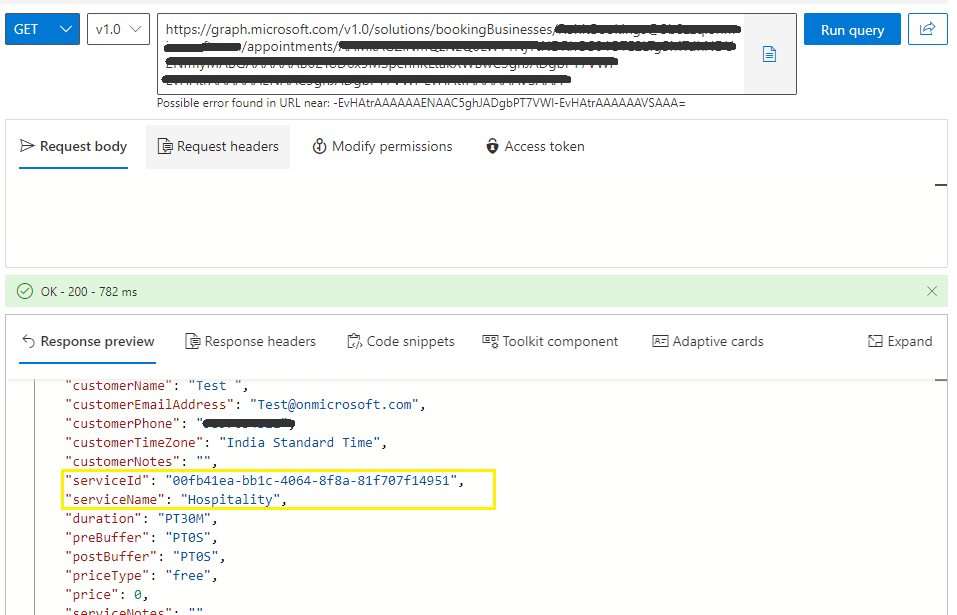 serviceName Value Breaks During Bookings Appointment Update - Microsoft Q&A