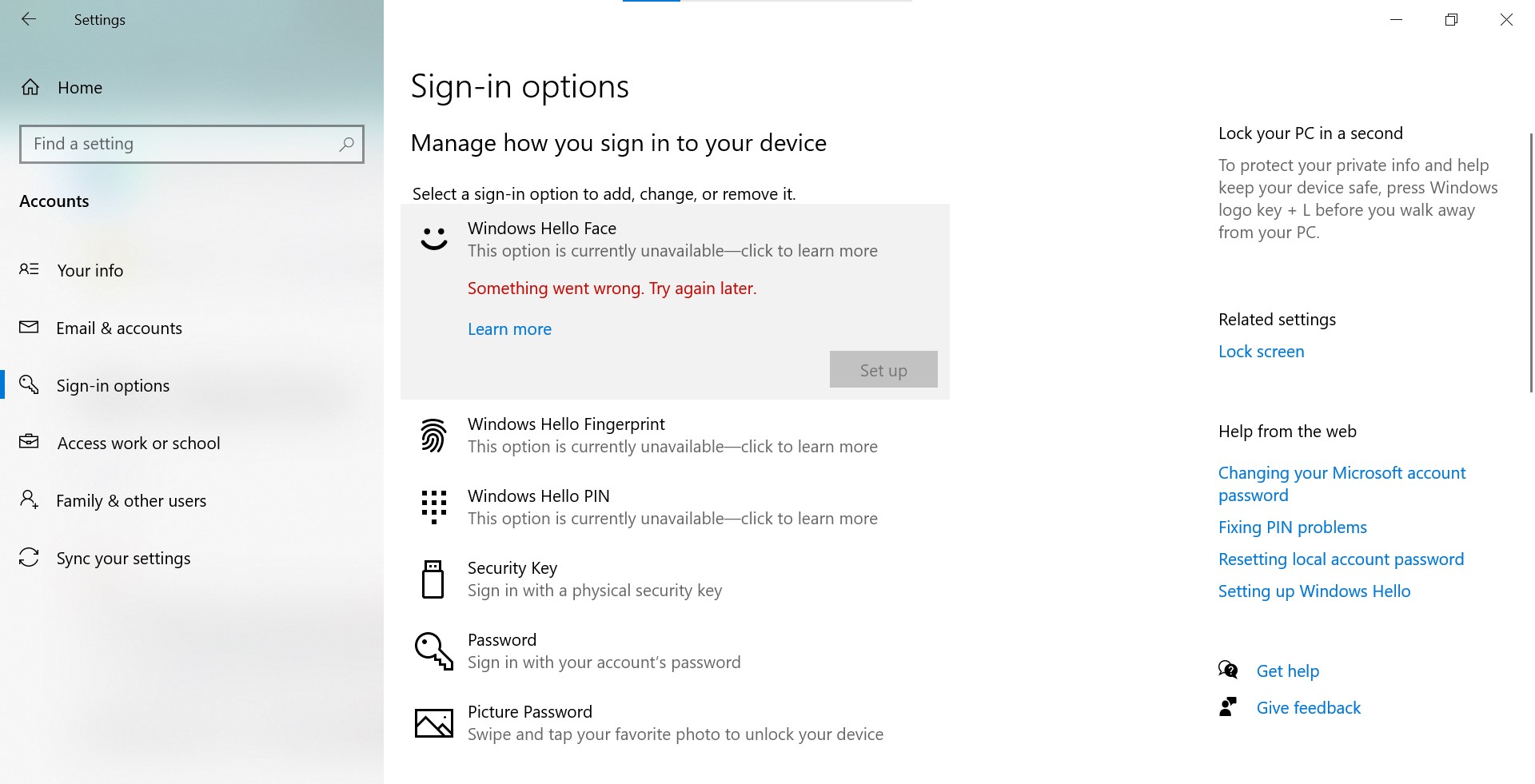How to Fix 'Windows Hello option is currently unavailable'? - Microsoft Q&A