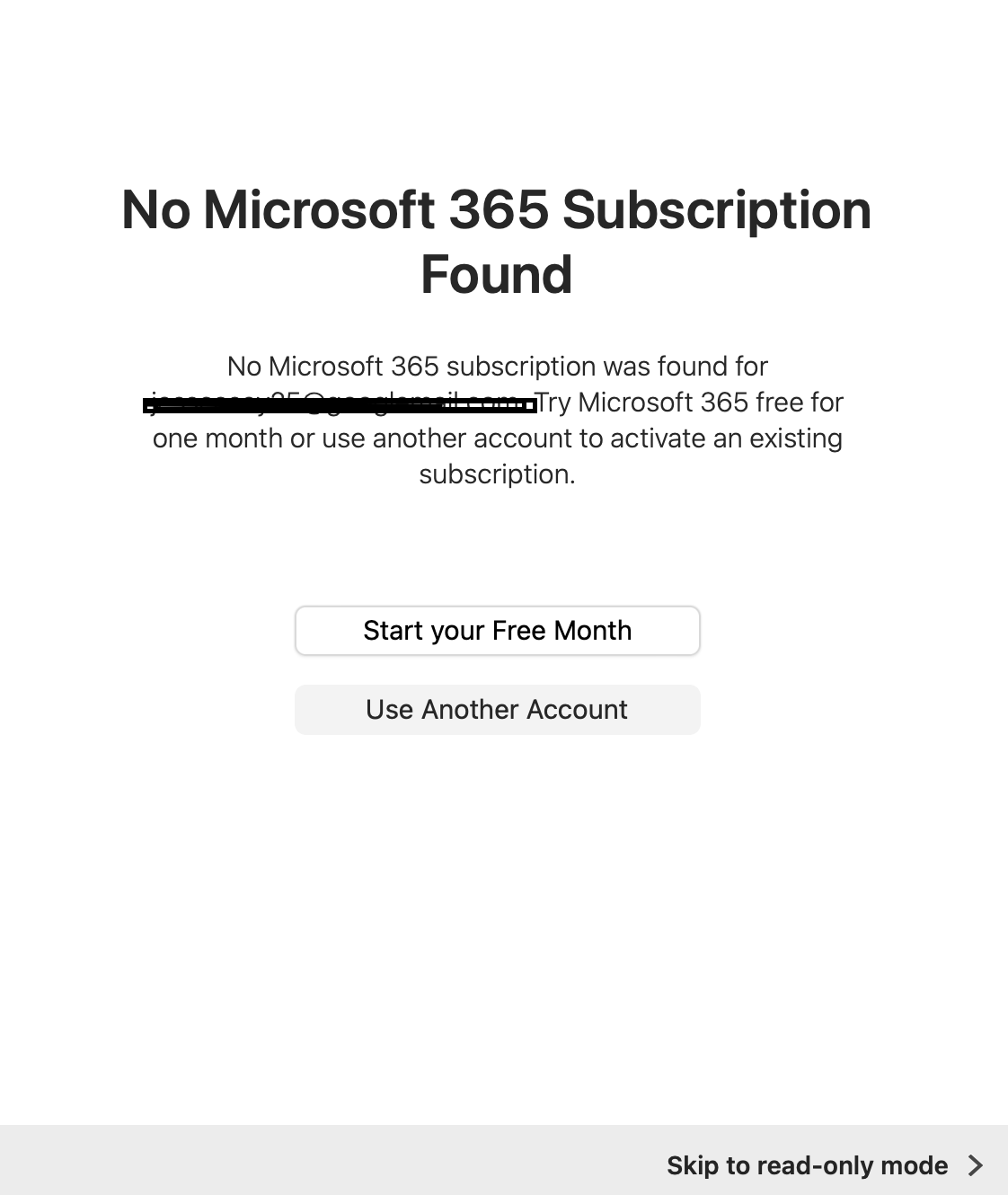 No Microsoft 365 Subscription Found - Microsoft Q&A