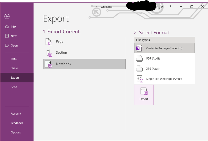 OneNote notebook export error - Microsoft Q&A