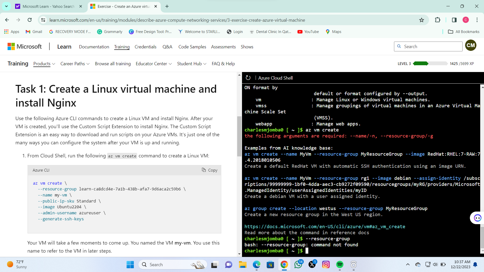 I'm unable to create a vM using the command az vm create. It doesn't ... I'm unable to create a vM using the command az vm create. It doesn't ...