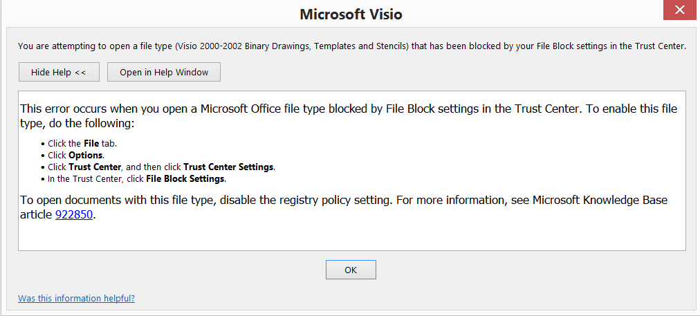 Visio 2013 - File BlockSettings - Microsoft Q&A