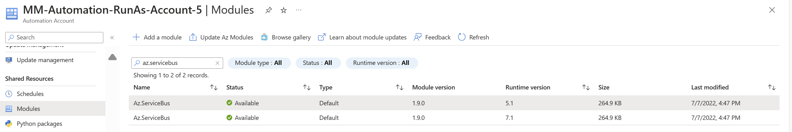 Set-AzServiceBusGeoDRConfigurationFailOver error in Azure automation ...