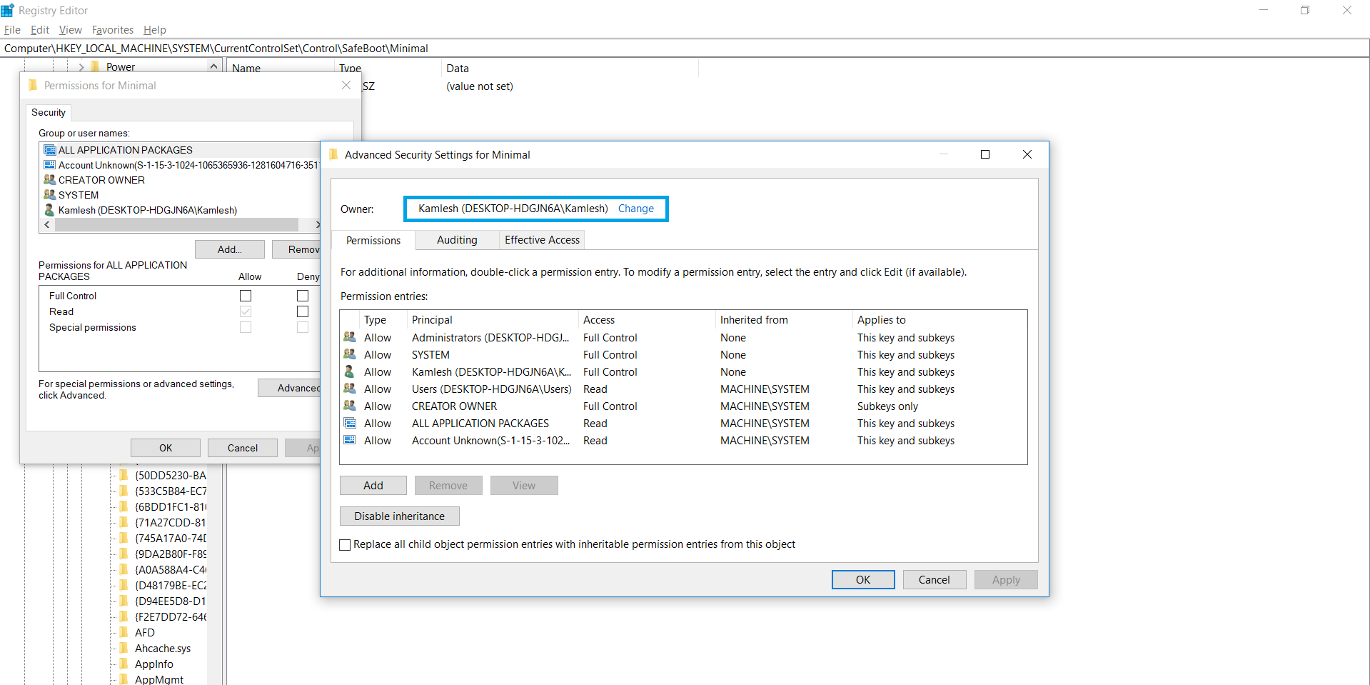 The Registry Editor cannot rename Key. Error while renaming key ...