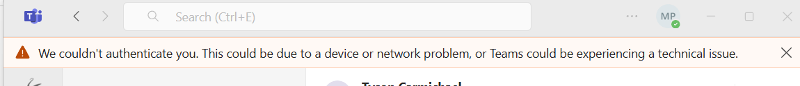 Teams "We couldn't authenticate you. This could be due to a device or network problem, or Teams ...
