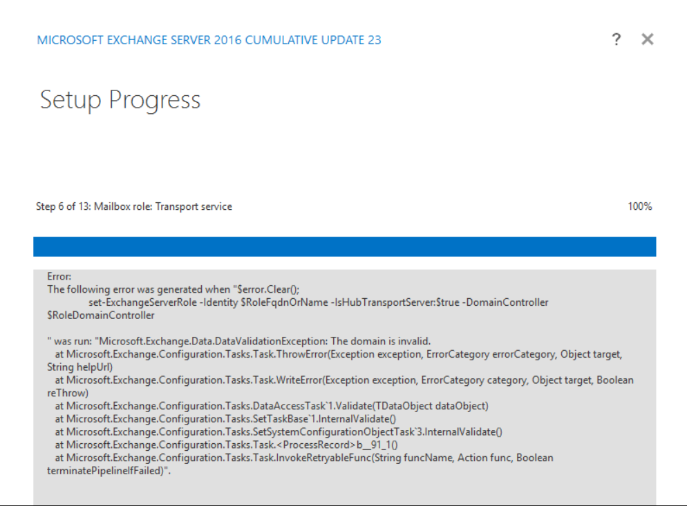 Error during installation Exchange 2016 - Microsoft Q&A