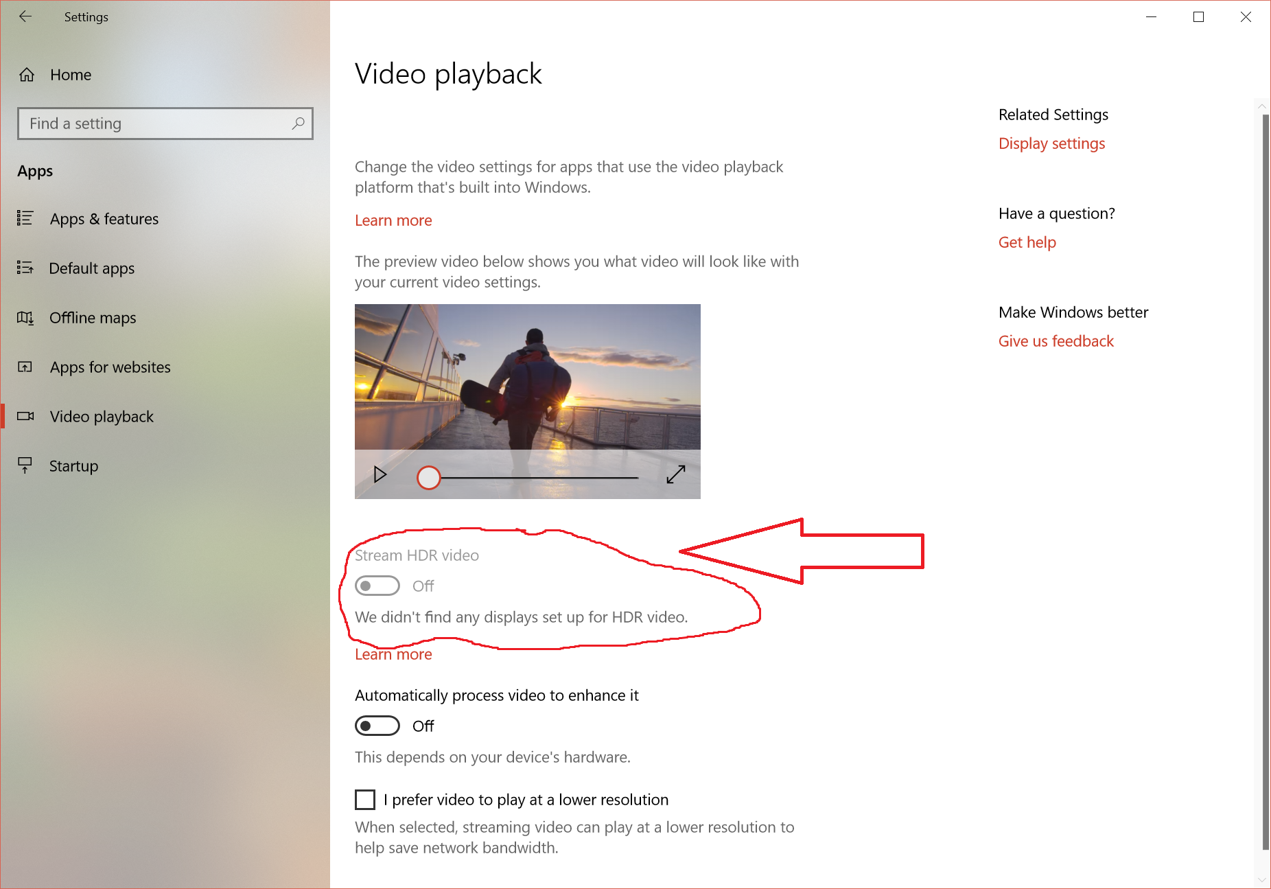HDR Streaming grayed out in windows 10 - Microsoft Q&A