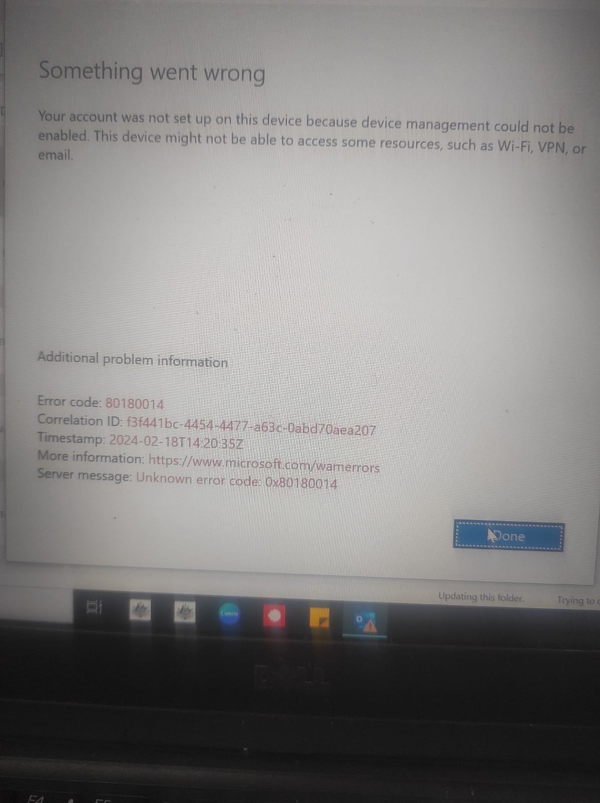 "device management could not be enabled" error - Microsoft Q&A