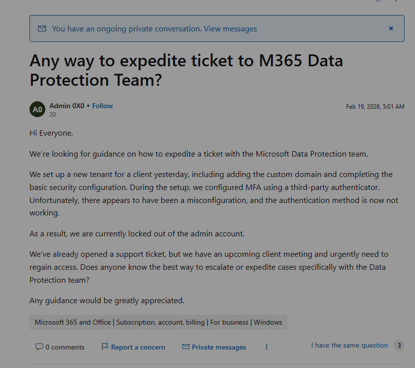 Any way to expedite ticket to M365 Data Protection Team? - Microsoft Q&A