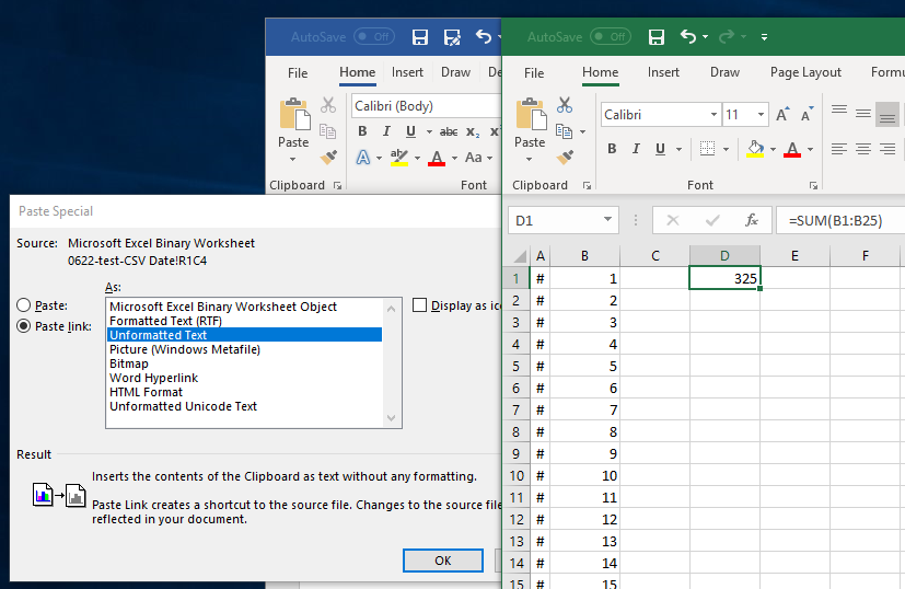 problem caused by links between excel and word 365 - Microsoft Q&A