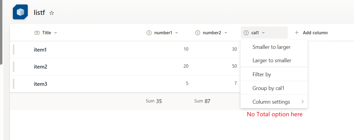 How can I see a total sum for a calculated column in Lists? - Microsoft Q&A
