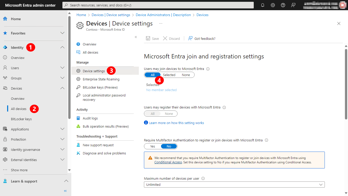 Trying to redo a proper setup adn settings in Entra and Intune ...
