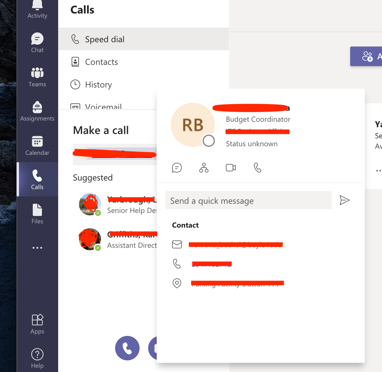 TEAMS Quick Dial pop-out box - Microsoft Q&A