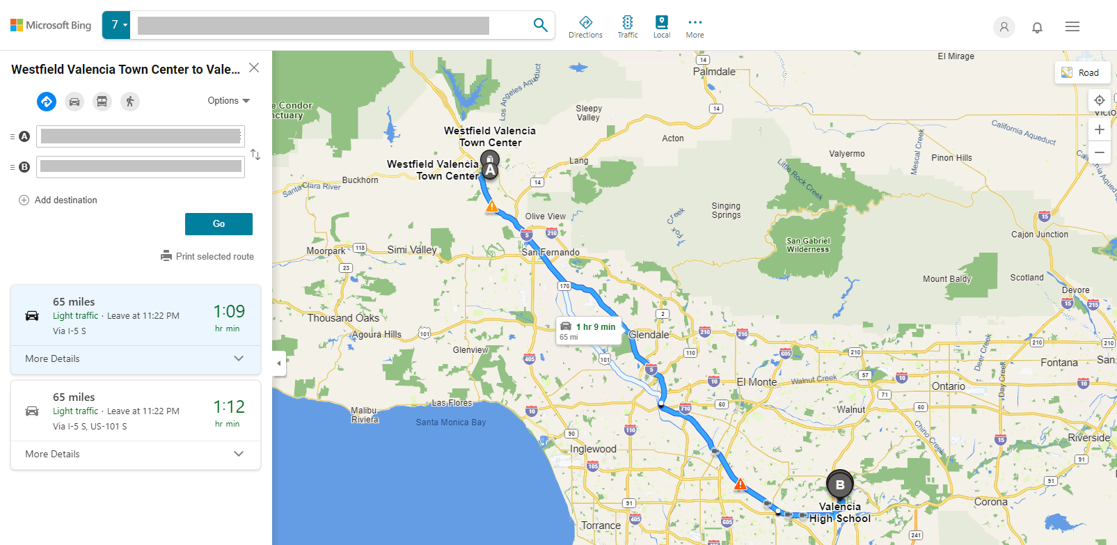 Bing Maps can't find directions between two addresses when using Edge ...