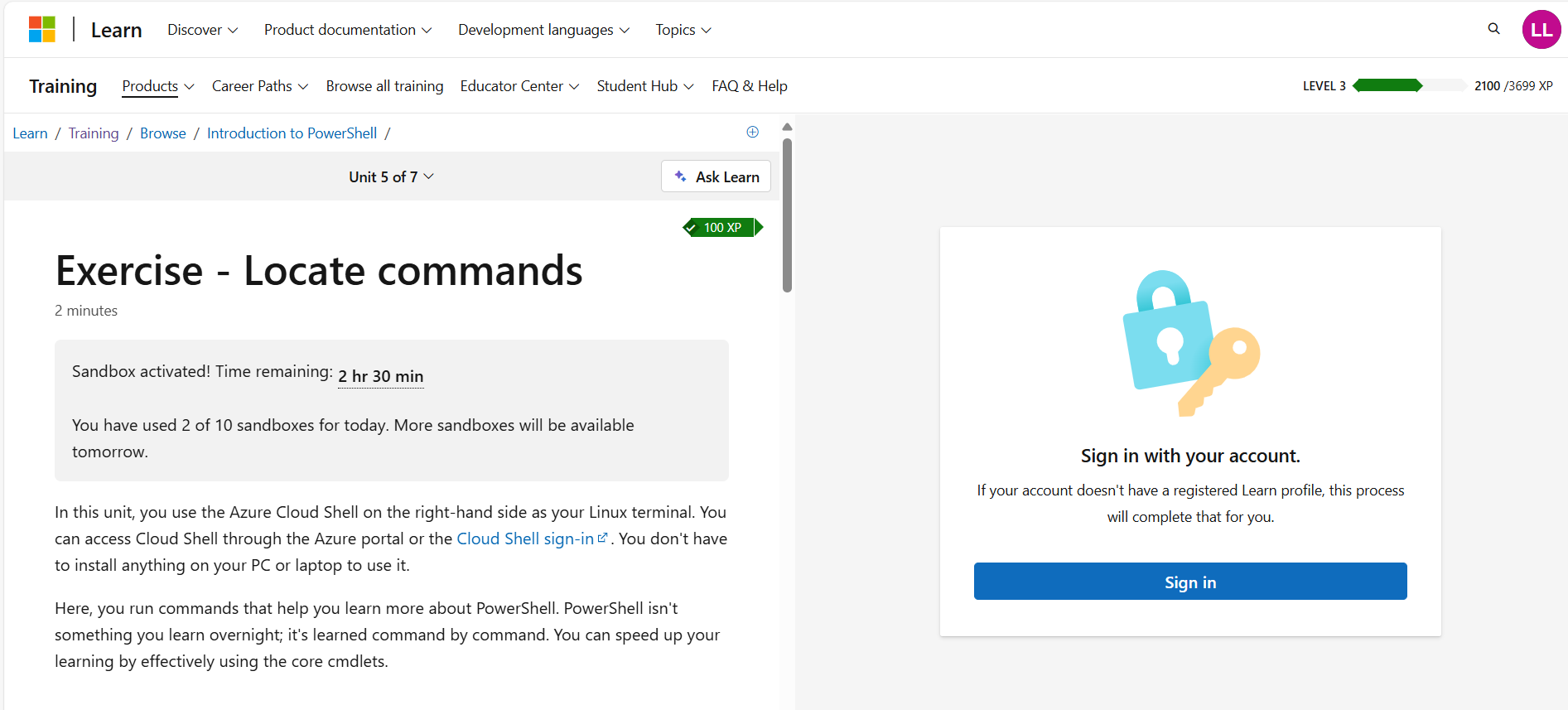 How to fix issues with sandbox and microsoft learn access - Microsoft Q&A