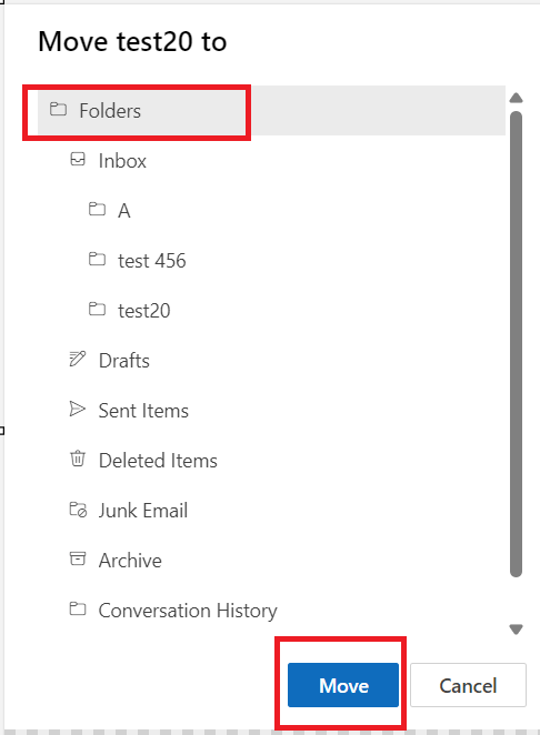 How do I return a folder from subfolder status to "root" folder status ...