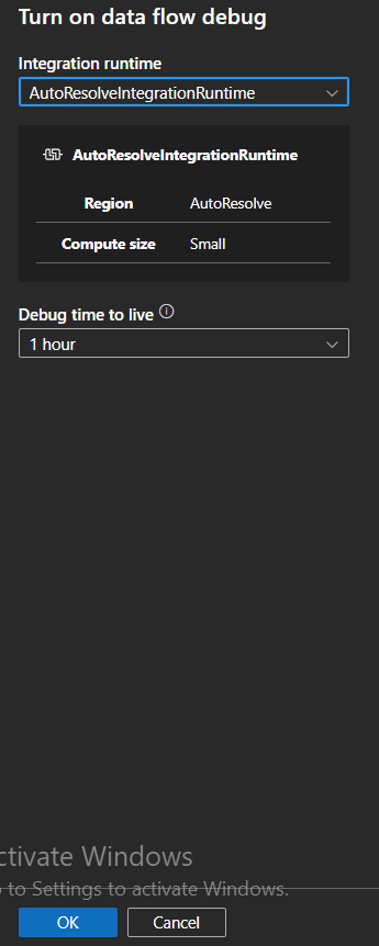 Data flow debug:Failed to setup debug session. Error: Settings must be ... Data flow debug:Failed to setup debug session. Error: Settings must be ...